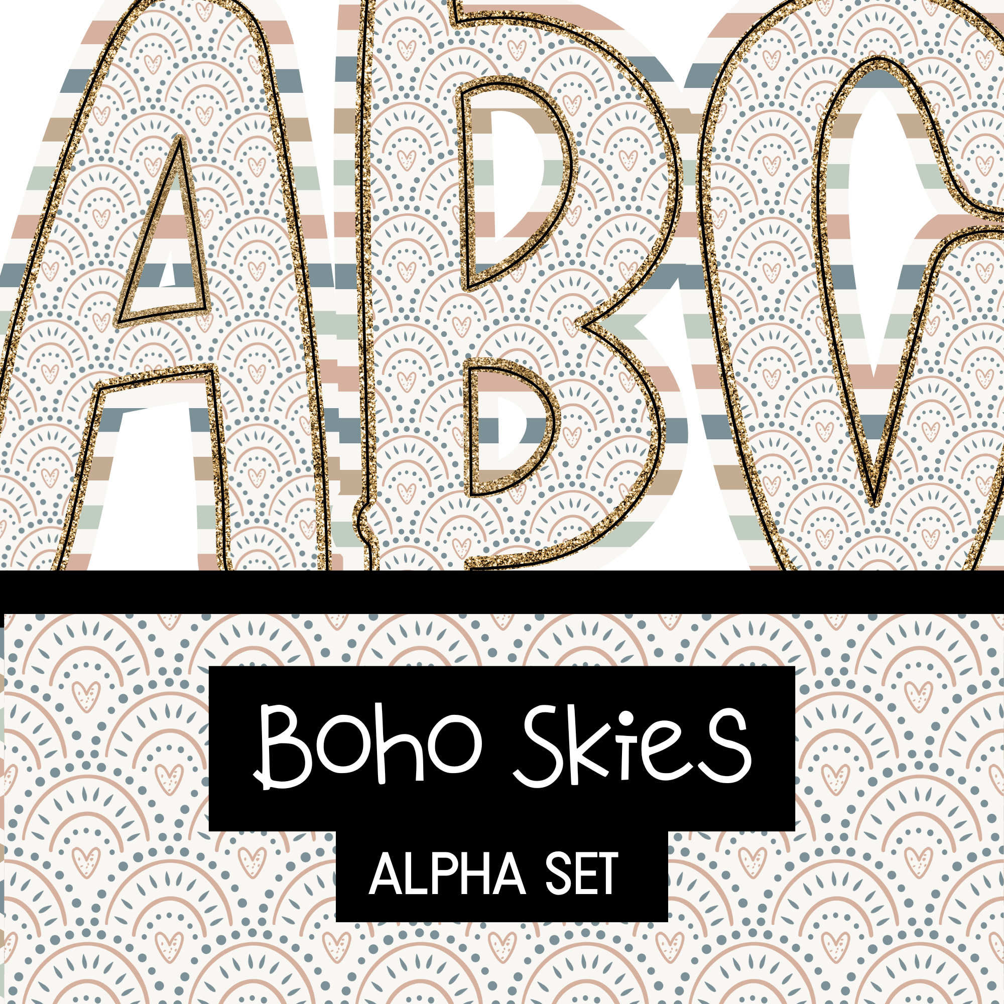 Boho Skies Alpha Set - Uppercase, Lowercase, 0-9 – RevelYOU Boutique