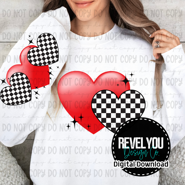 Checkered Red Heart Duo - PNG Set - Sleeve Design Included! – RevelYOU ...