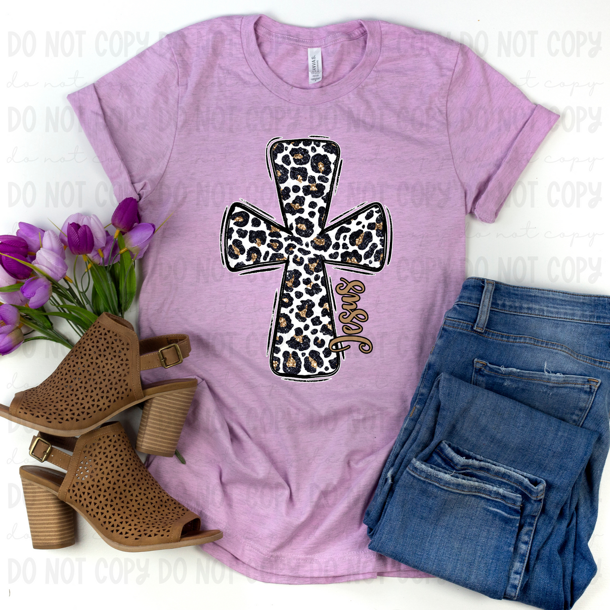 Leopard Floral Cross - PNG – RevelYOU Boutique