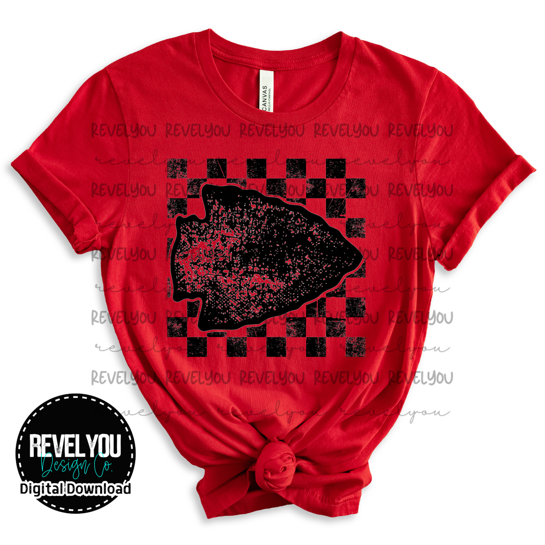 KC Checkered Arrowhead Black - PNG – RevelYOU Boutique