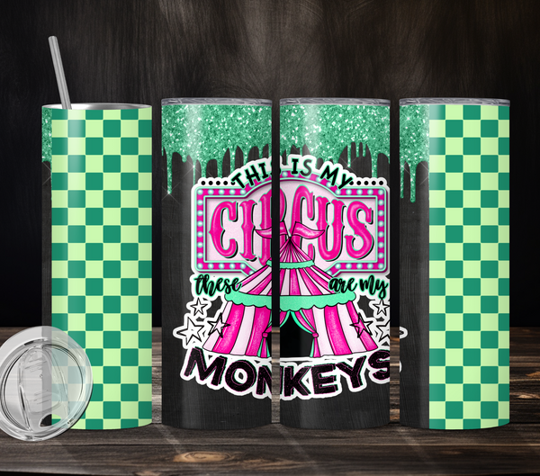 My Monkeys Green Checker - Digital 20oz Straight Tumbler PNG – RevelYOU ...