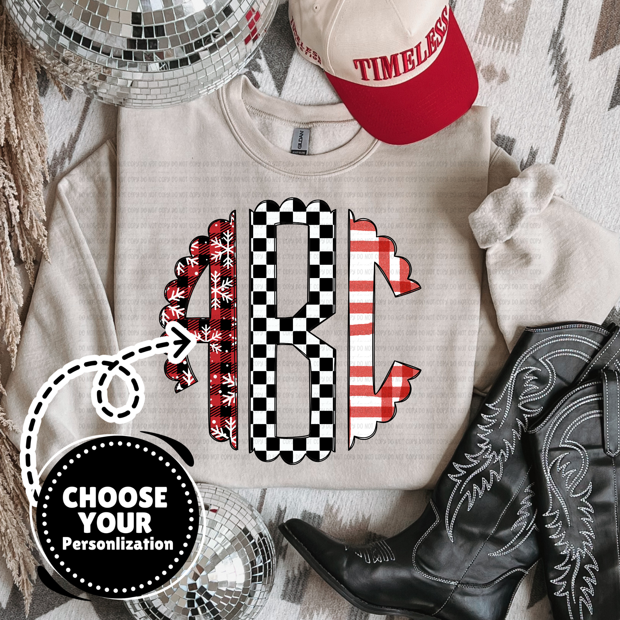 Red Winter Monogram - Customize Yours - PNG – RevelYOU Boutique